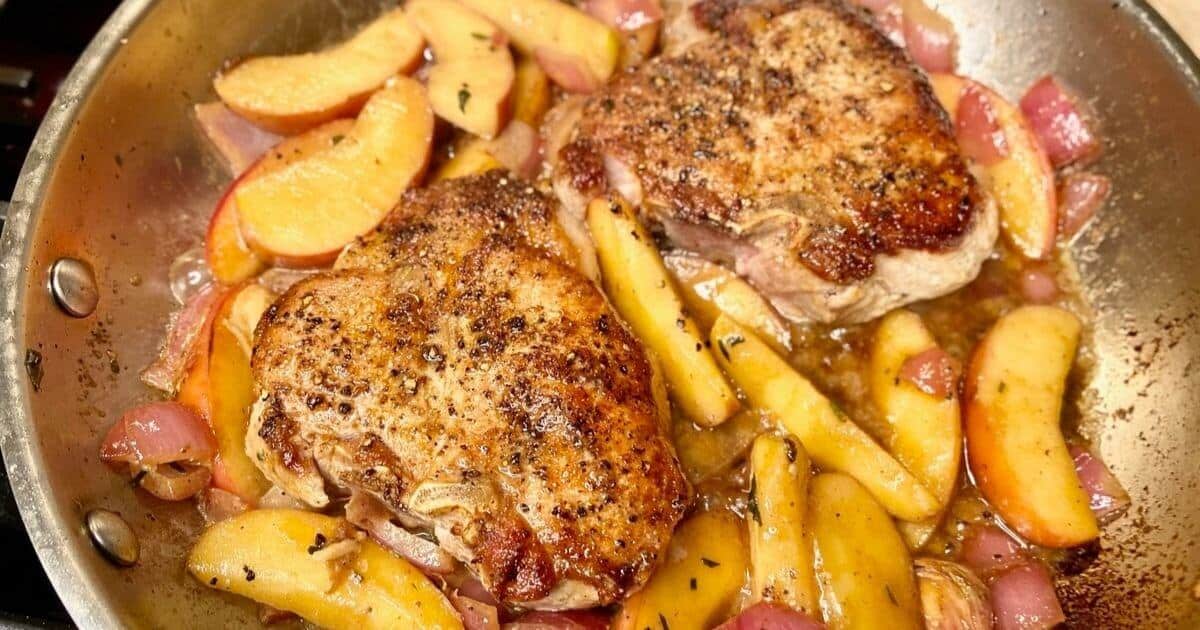 Pork Chops with Apple - a taste of fall in 30 minutes - Maplewood Road